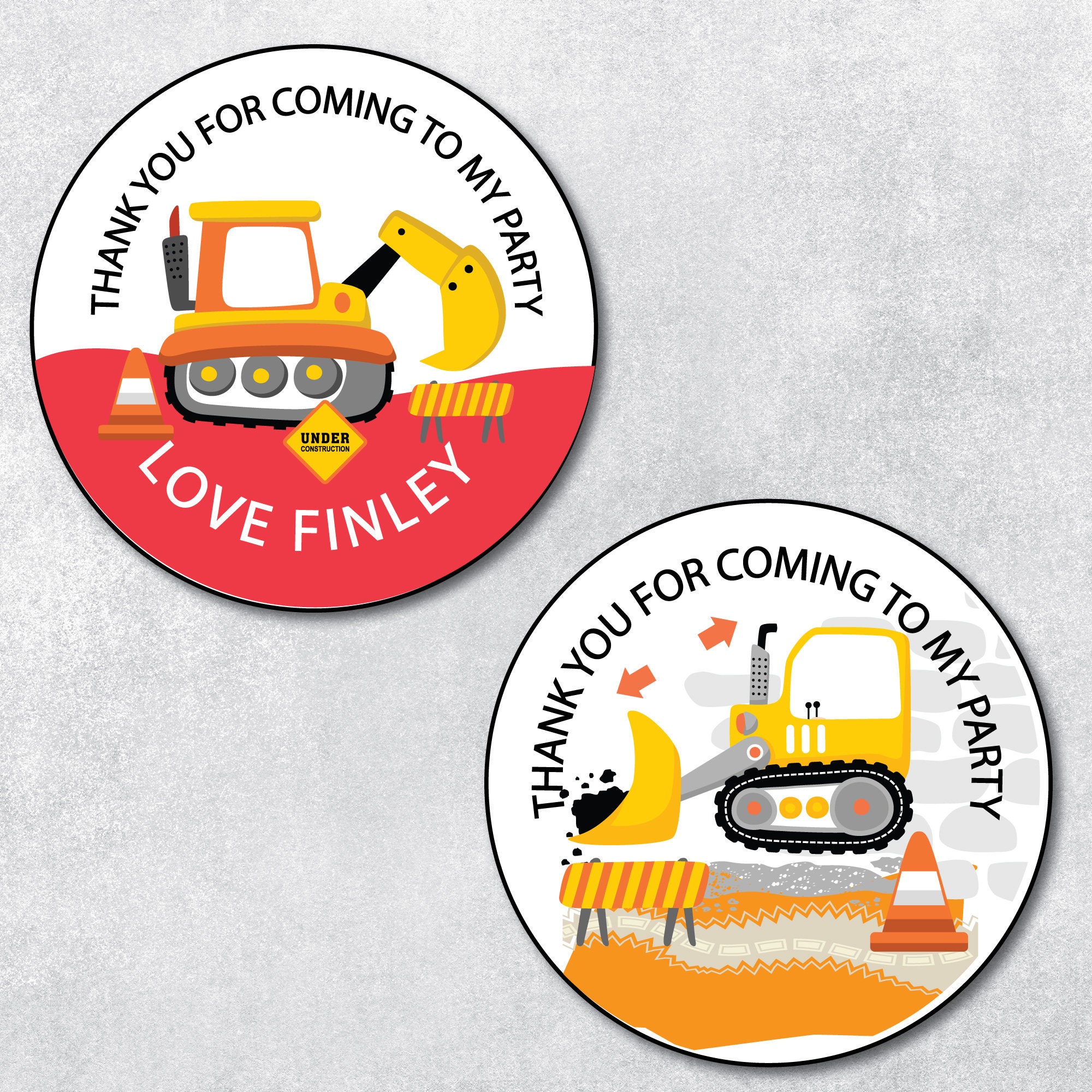 Diggers Birthday Party Banner, Customised Birthday Party Stickers 24 ...