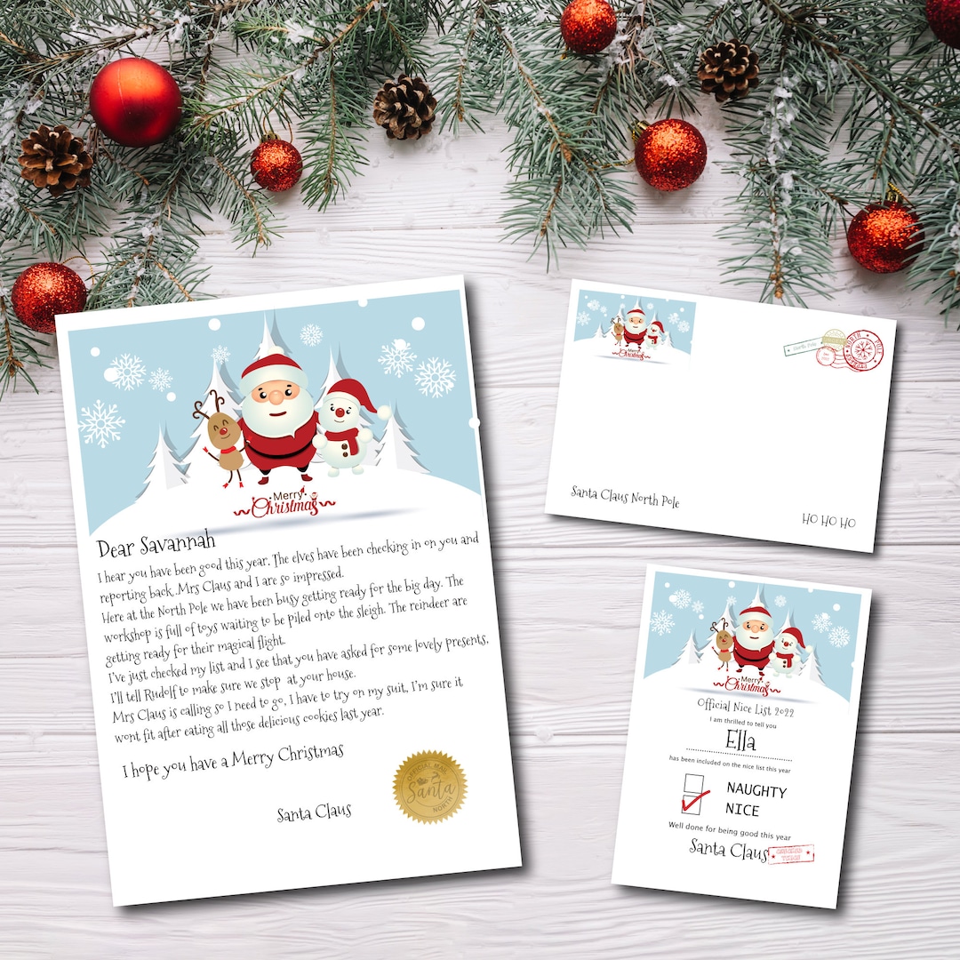 Personalised Christmas Letter From Santa Set, Letter,naughty Nice Card ...