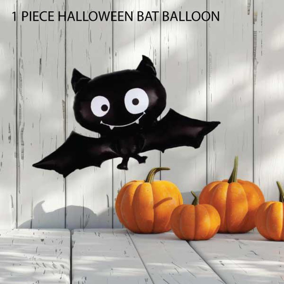 Halloween Foil Bat Balloon. X 1 Balloon, Reuseable Scary Kids Party ...