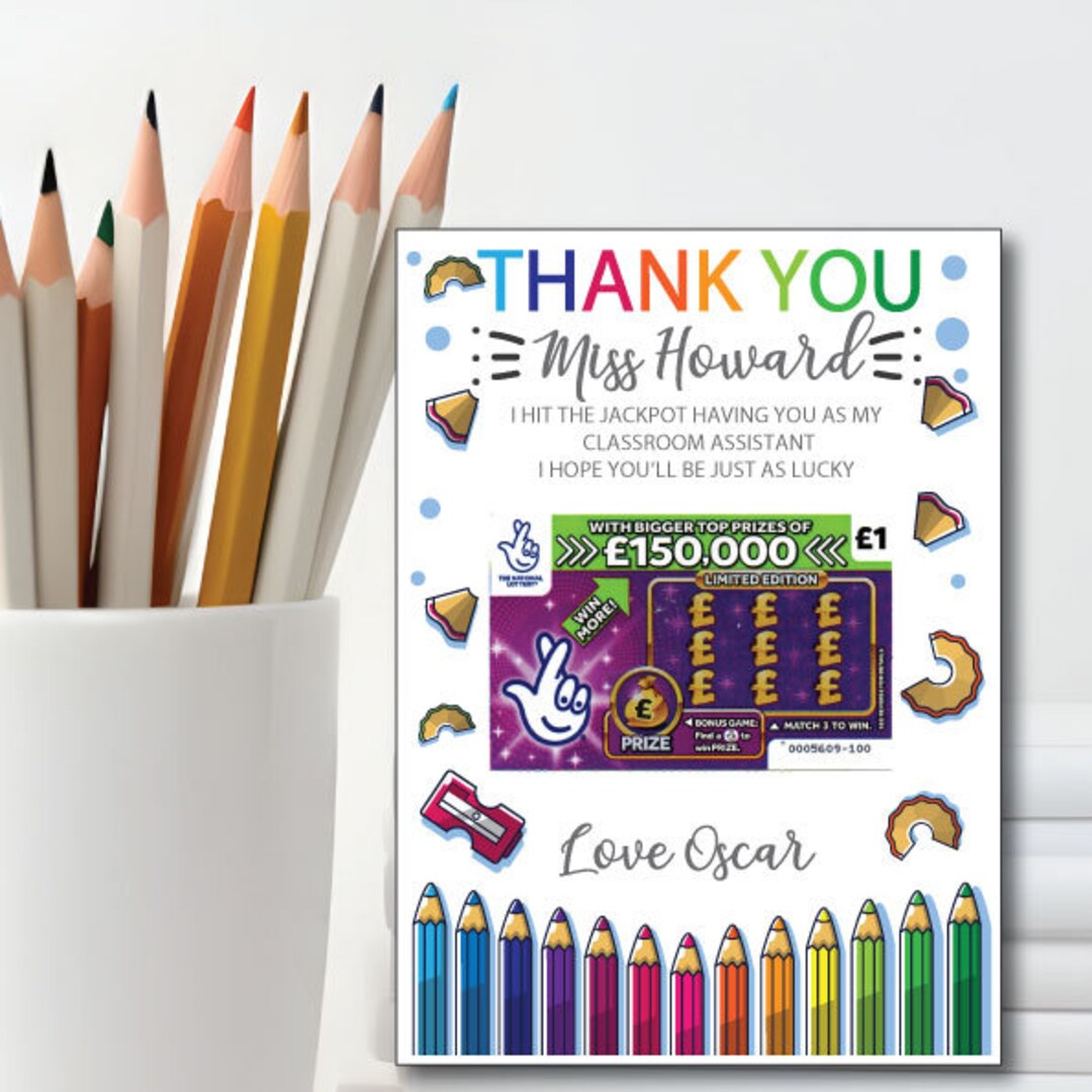 Personalised Teacher Gift,thank You Scratch Card Holder, Personalised ...