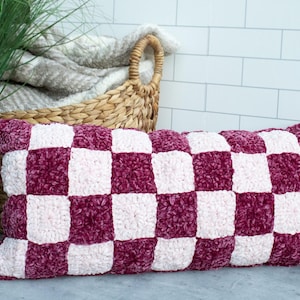 Checkered Crochet Pillow PATTERN | Lumbar Pillow Pattern - Etsy