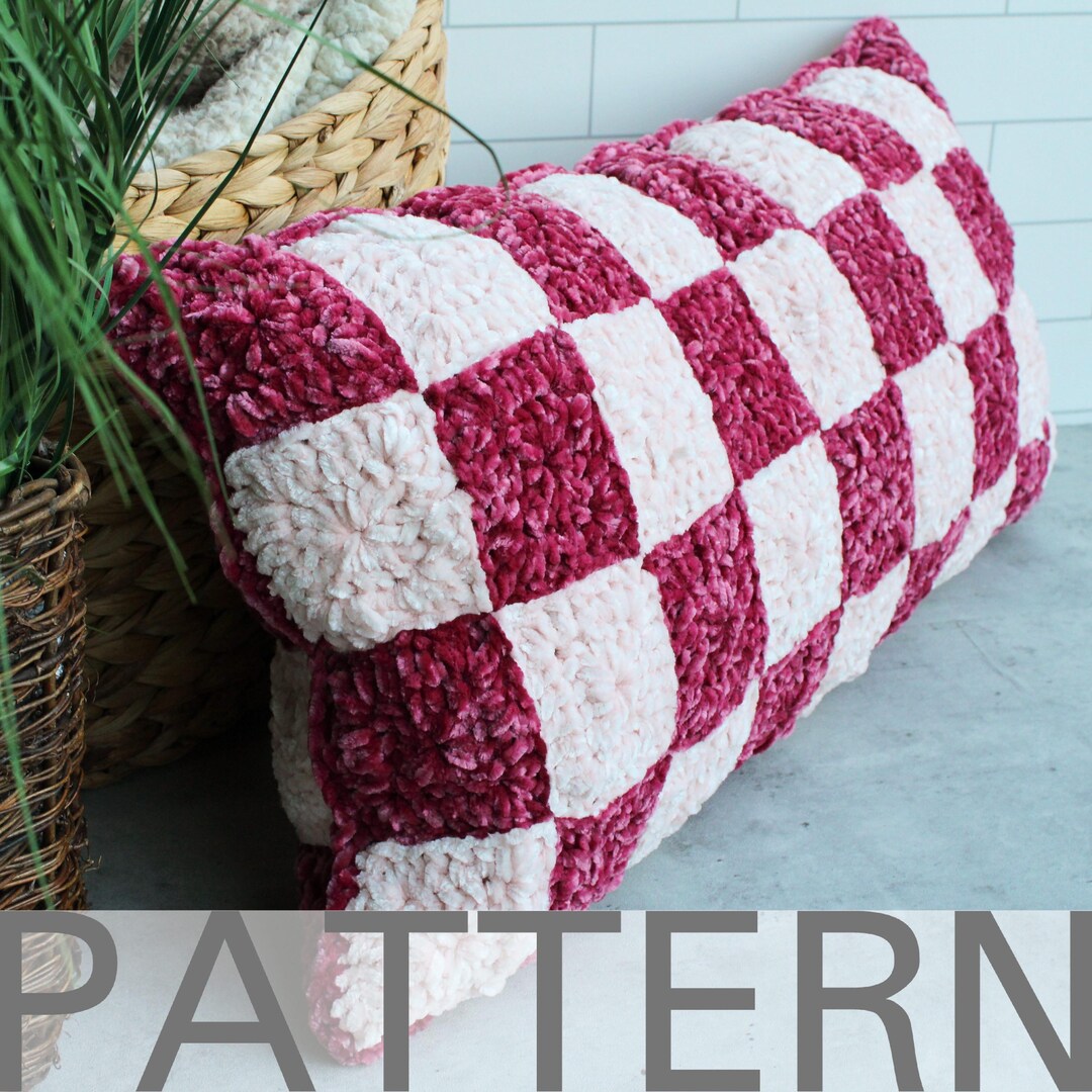 Checkered Crochet Pillow PATTERN | Lumbar Pillow Pattern - Etsy