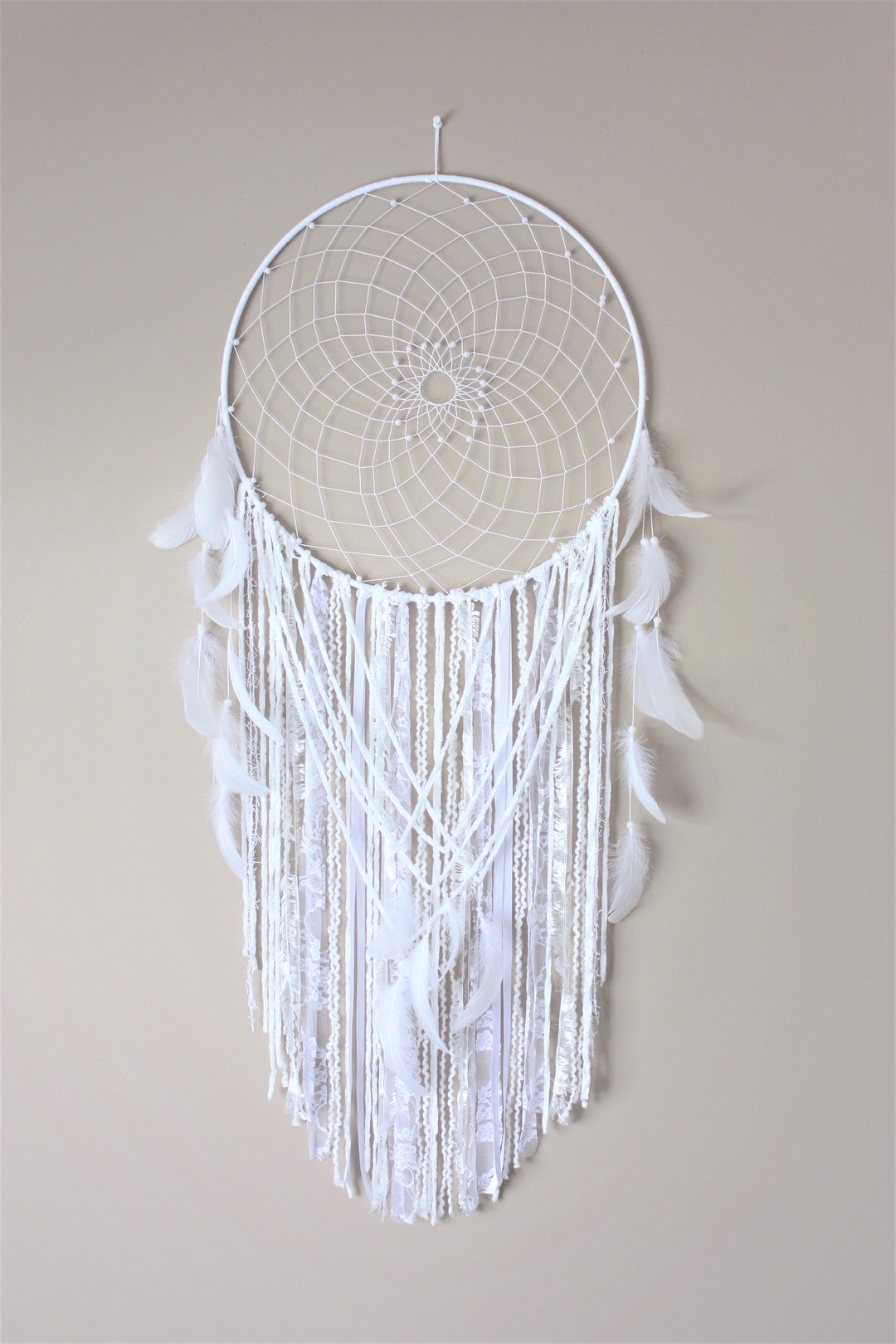 Extra Large White Dream Catcher, Big Dream Catcher, Bedroom Wall Decor ...