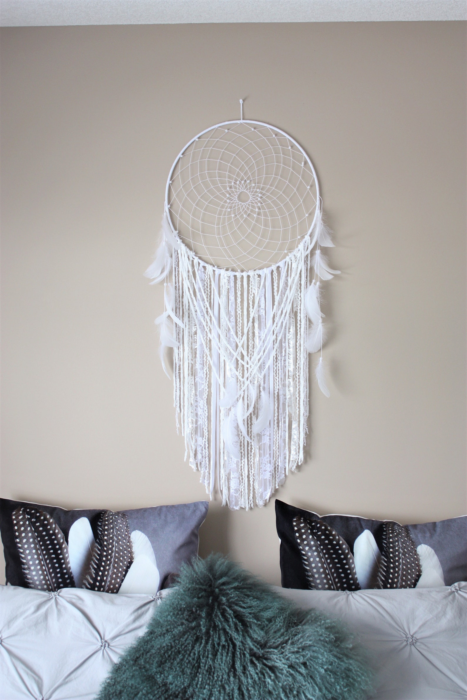Extra Large White Dream Catcher Big Dream Catcher Bedroom | Etsy