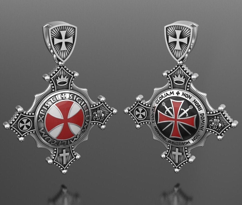 Knight Templar Cross Enamel Pendant Sterling Silver 925 | Etsy