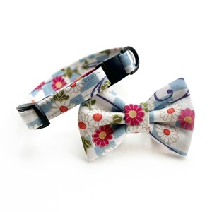KAWA BELLIS BLUE Japanese Cat Collar Bowtie Set // Take A Bow Handmade ...