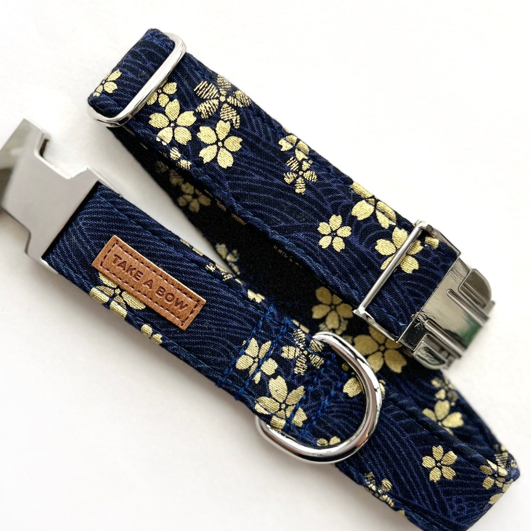 KIMONO BLUE - Japanese Dog Bow Collar // Take A Bow Handmade Cotton Dog ...