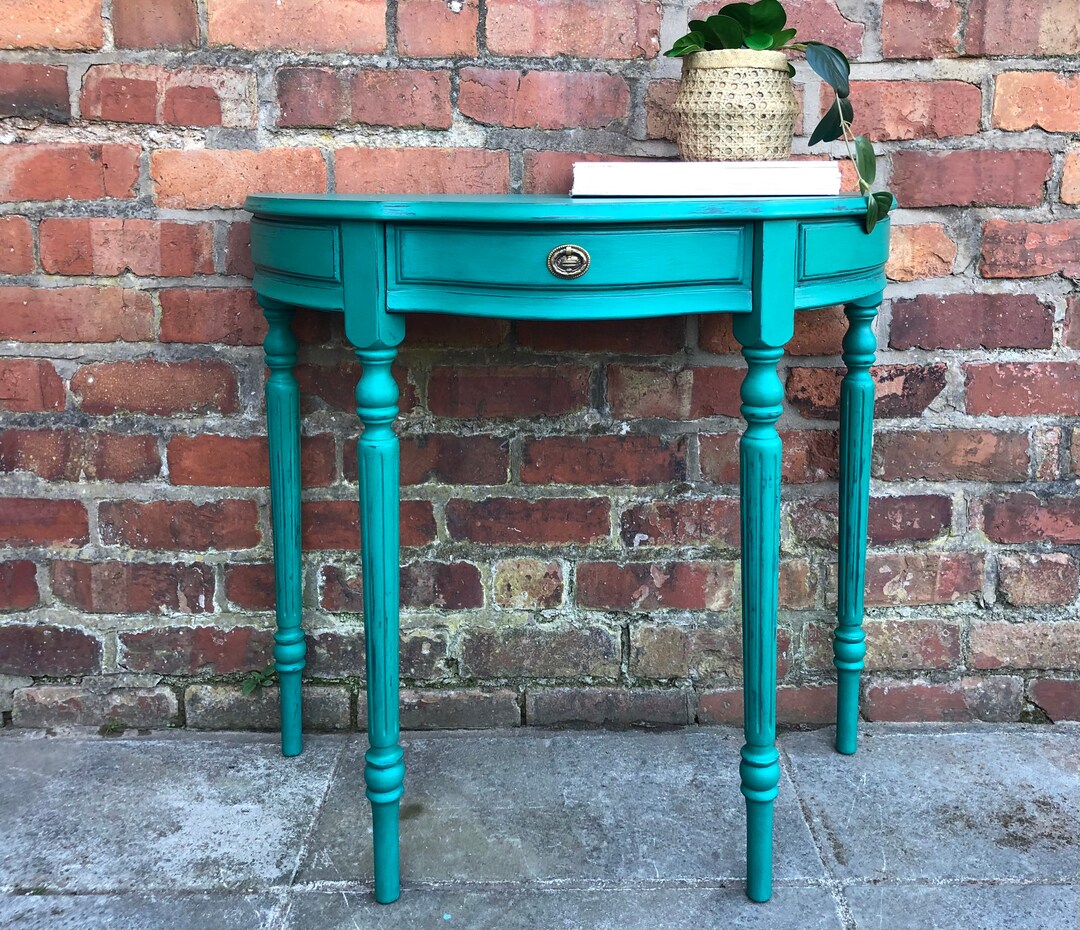 Vintage Upcycled Shabby Chic Half Moon French Style Serpentine Console ...