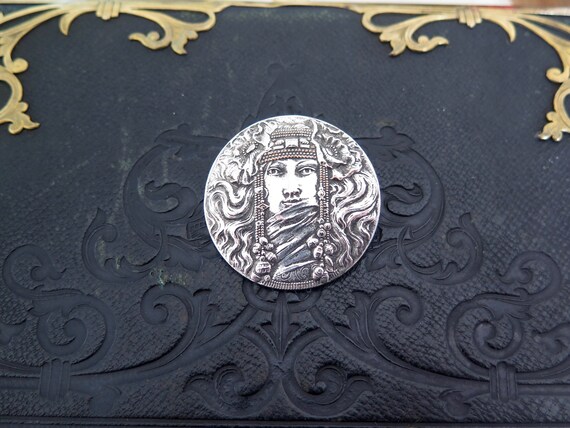 Vintage Art Nouveau Style Brooch Mucha Style Poppy Lady's | Etsy