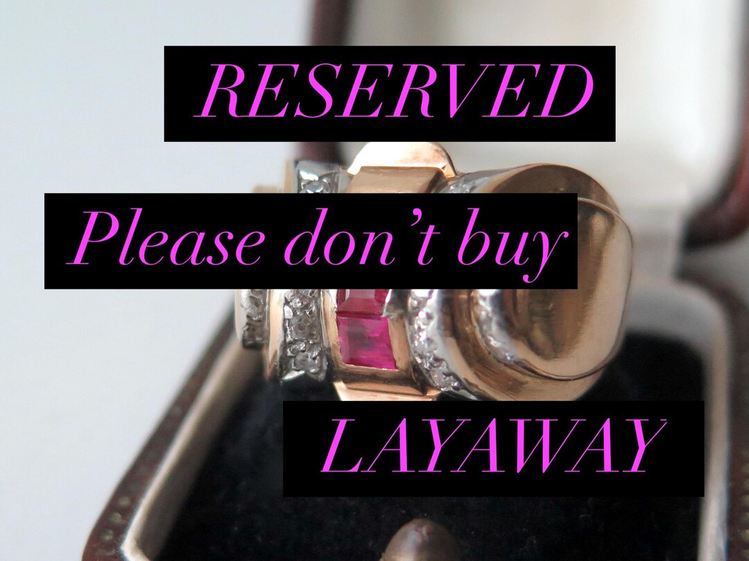RESERVED for V. LAYAWAY 2 of 4 French Art Deco TANK Ring With Rubies ...