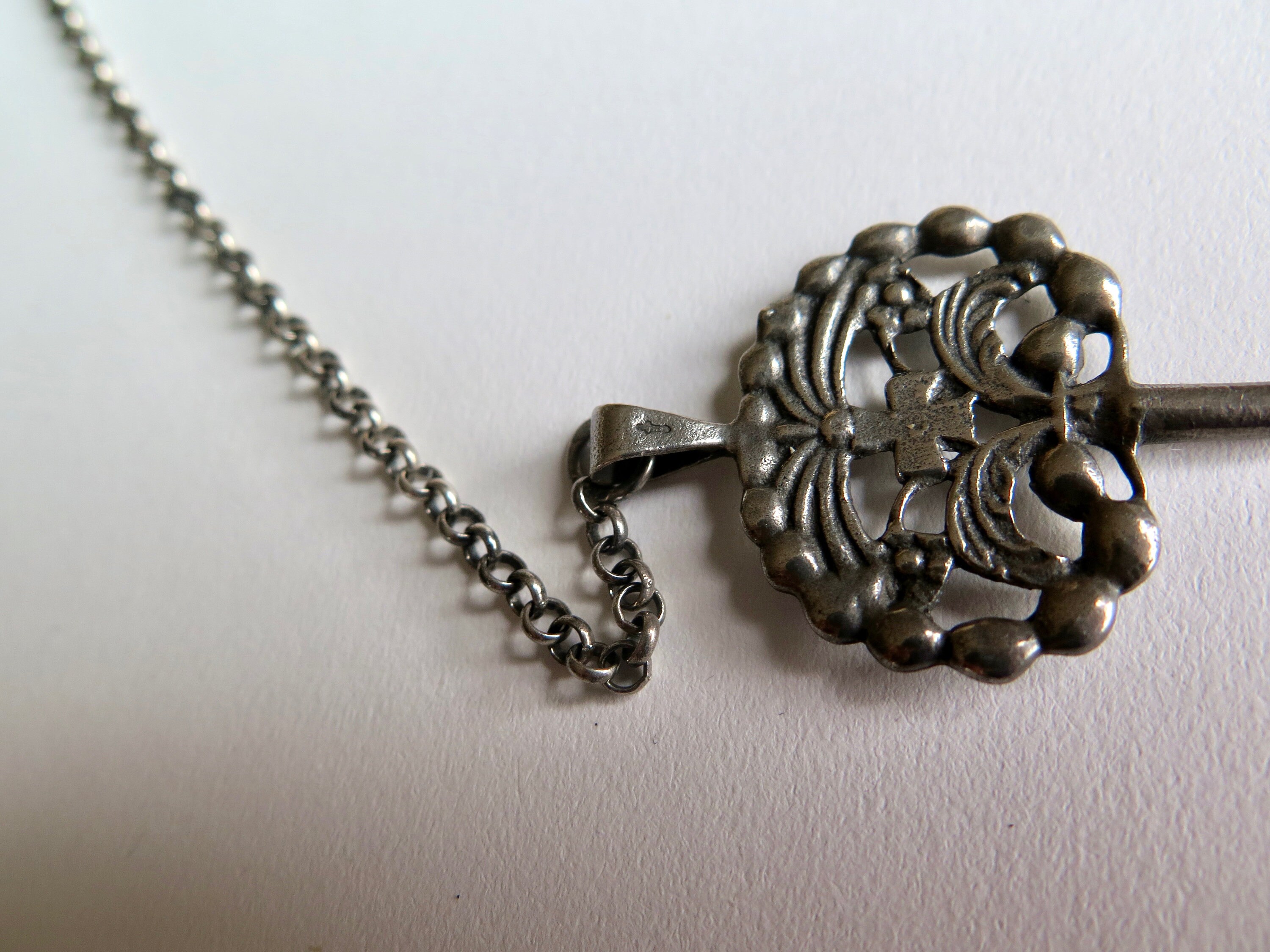 Antique Long Silver Watch Chain With Large Signet Fob and - Etsy