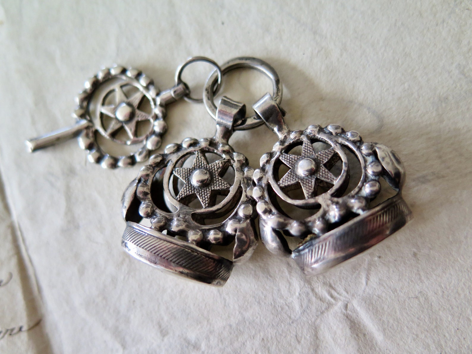 Antique LARGE Silver Watch Fobs and Watch Key Set Fob Pendant | Etsy