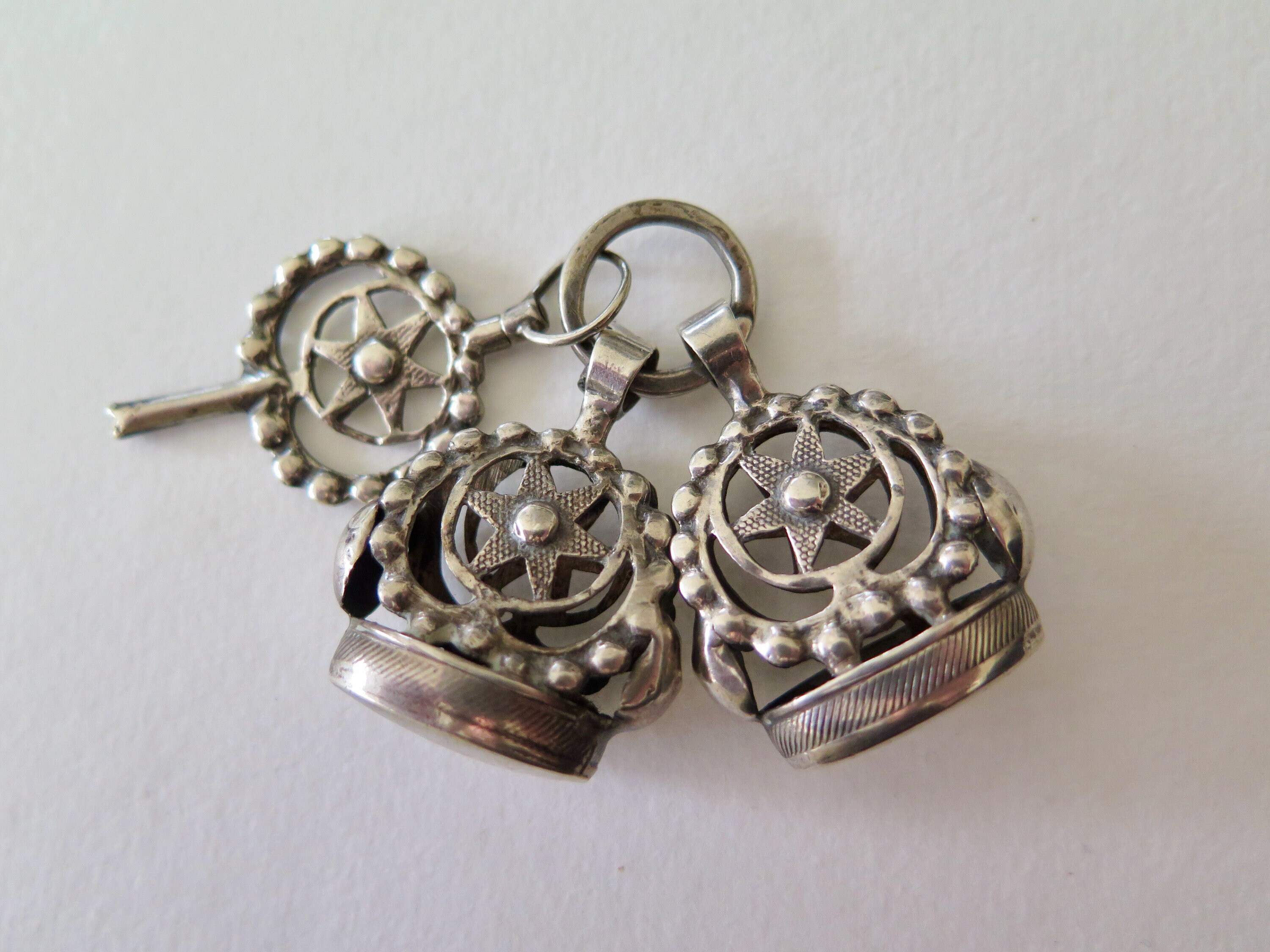 Antique LARGE Silver Watch Fobs and Watch Key Set Fob Pendant | Etsy