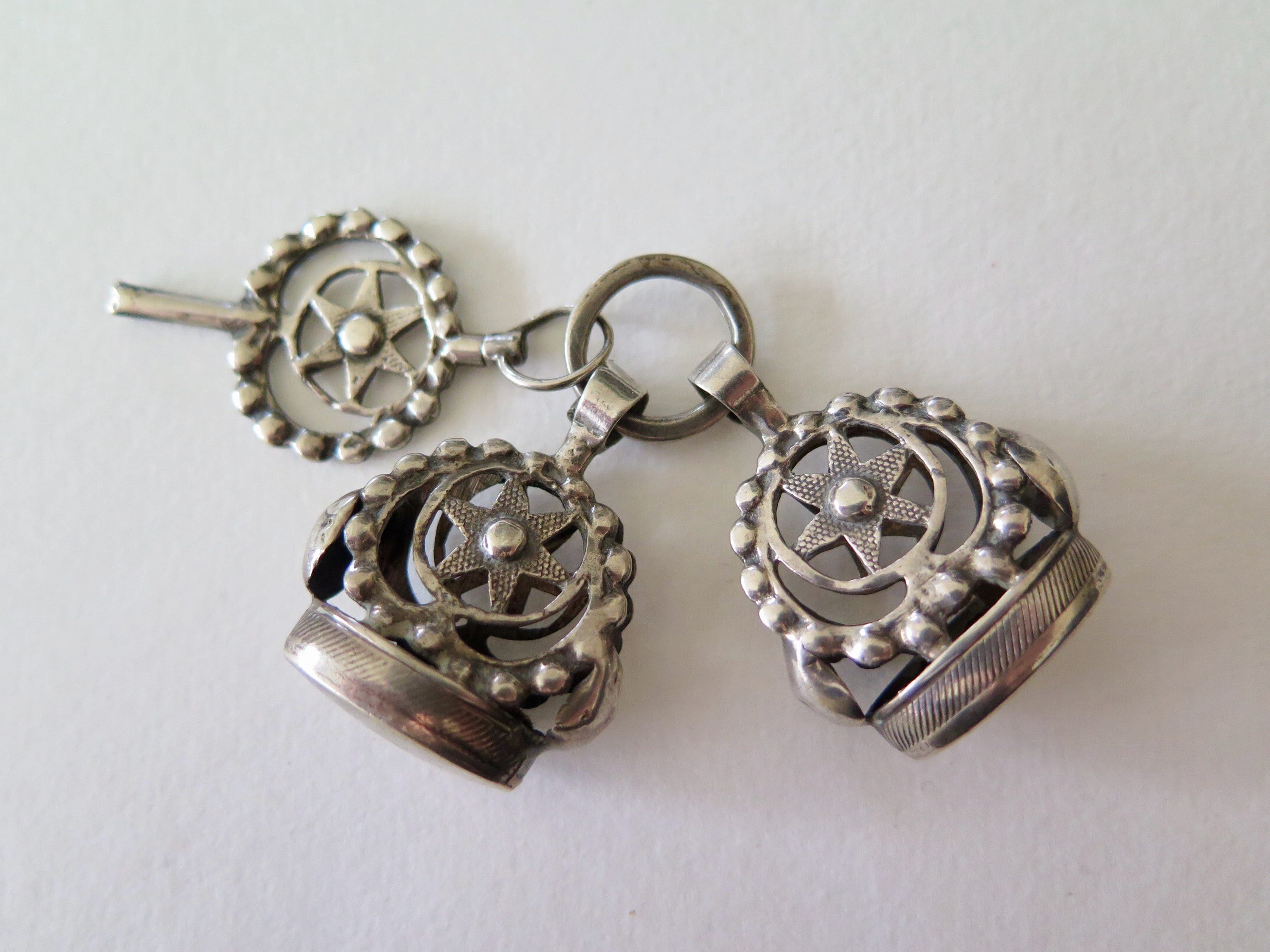 Antique LARGE Silver Watch Fobs and Watch Key Set Fob Pendant | Etsy