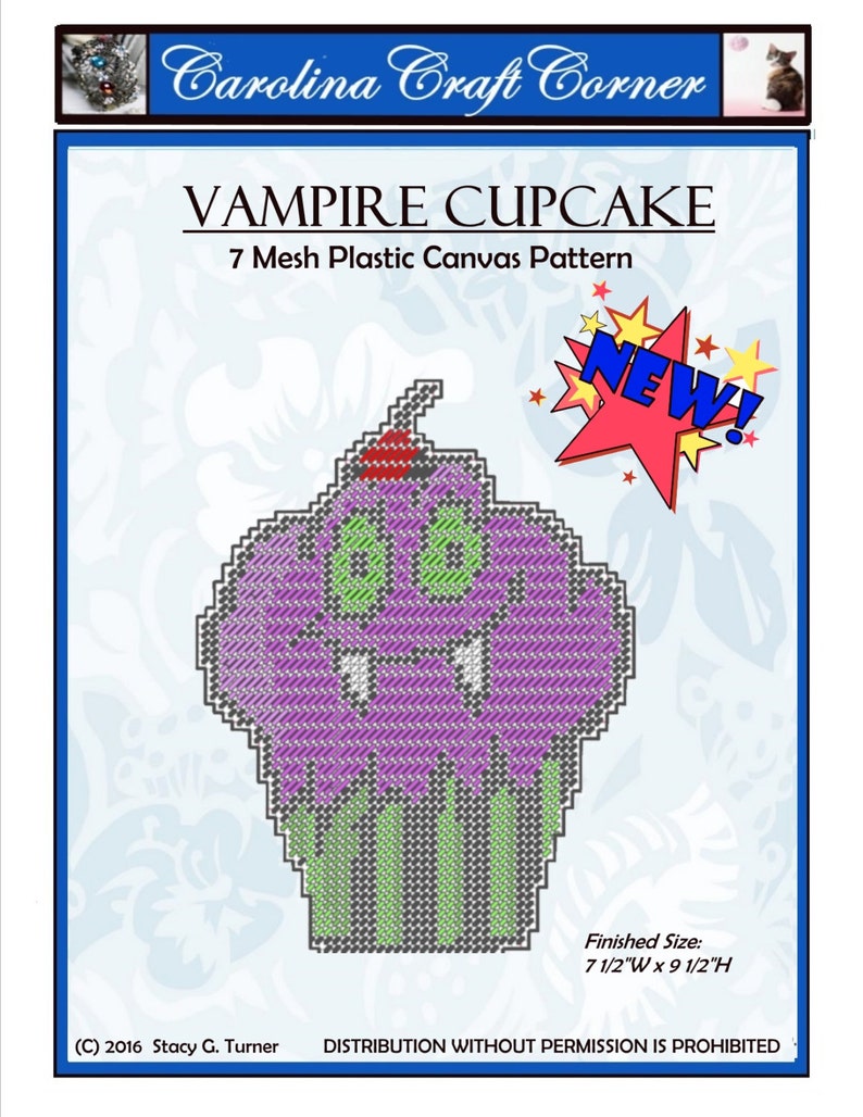 SALE! Halloween Vampire Cupcake 7 Mesh Plastic Canvas Pattern PDF ...