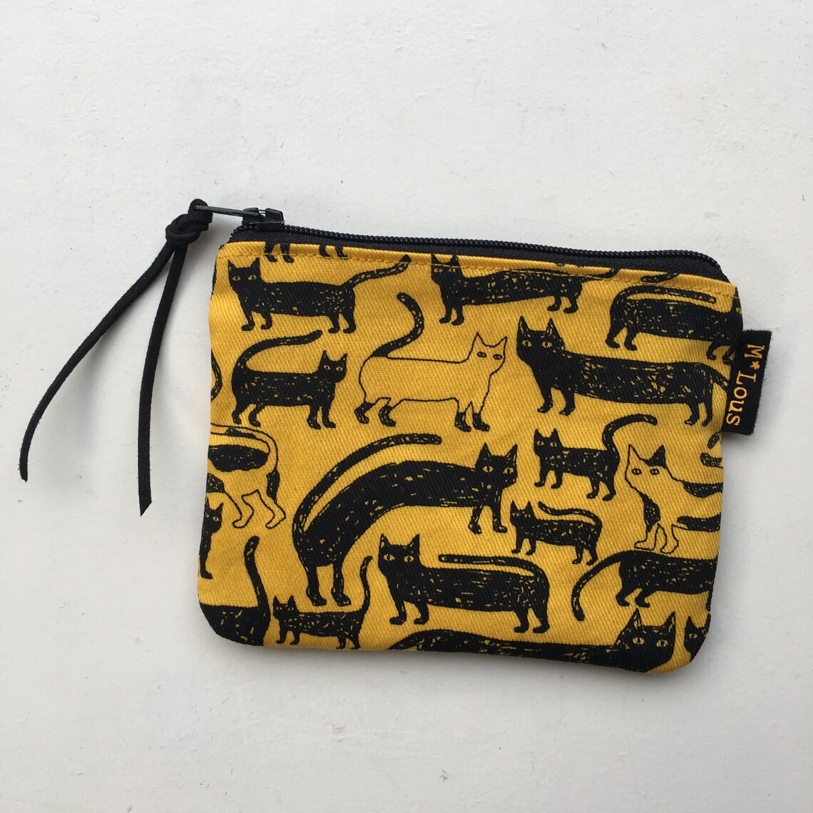 Yellow Coin Purse With Cats Little Zipper Pouch Coin Pouch | Etsy