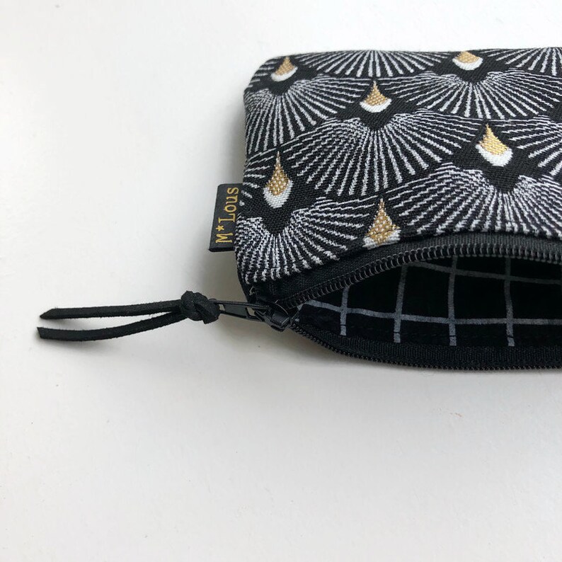 Small key chain zipper pouch coin pouch black and white small | Etsy