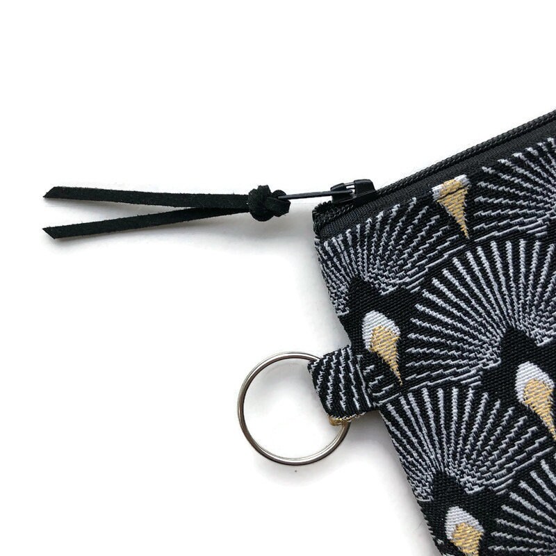 Small key chain zipper pouch coin pouch black and white small | Etsy