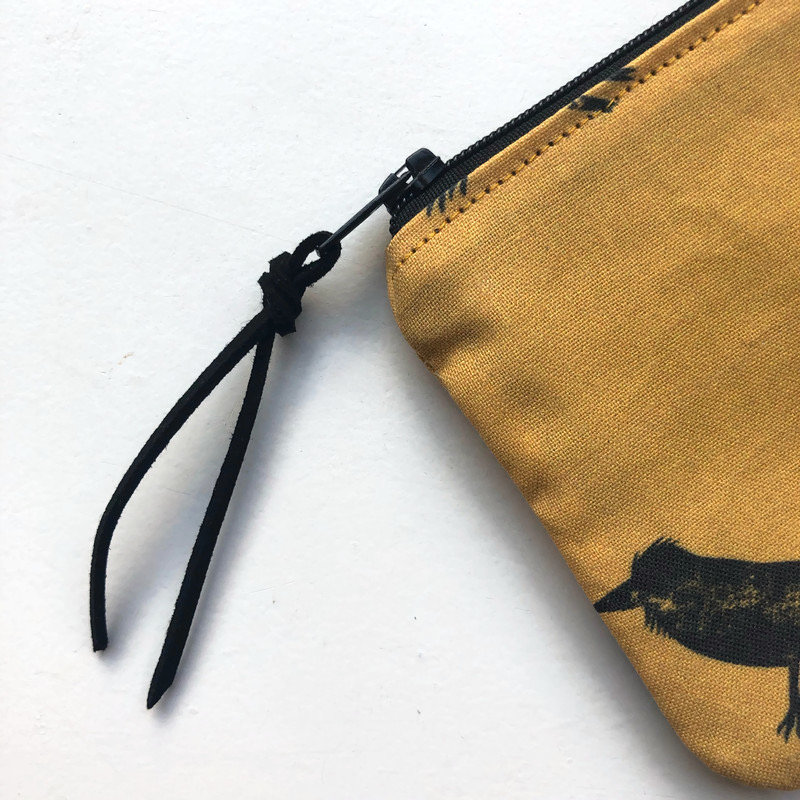 Yellow Coin Purse With Minimalist Black Crows Little Zipper - Etsy