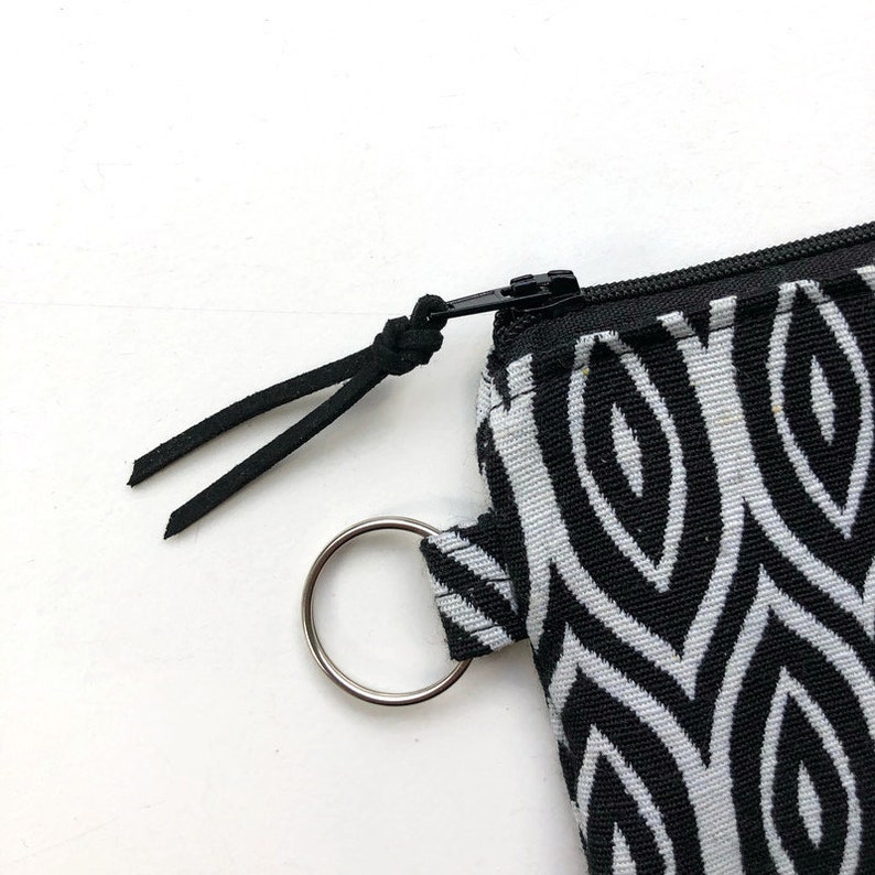 Small key chain zipper pouch coin pouch black and white small | Etsy