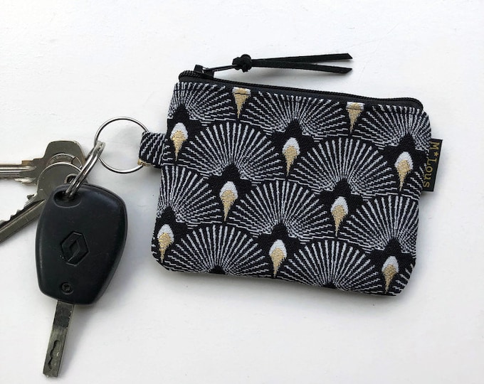 Small Key Chain Zipper Pouch Coin Pouch Black and White Small - Etsy