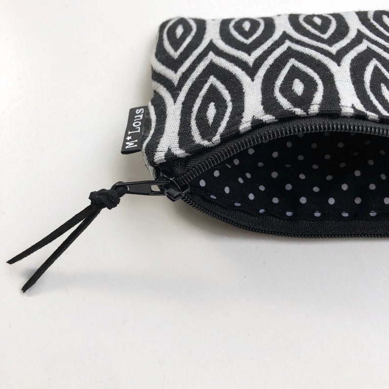 Small key chain zipper pouch coin pouch black and white small | Etsy