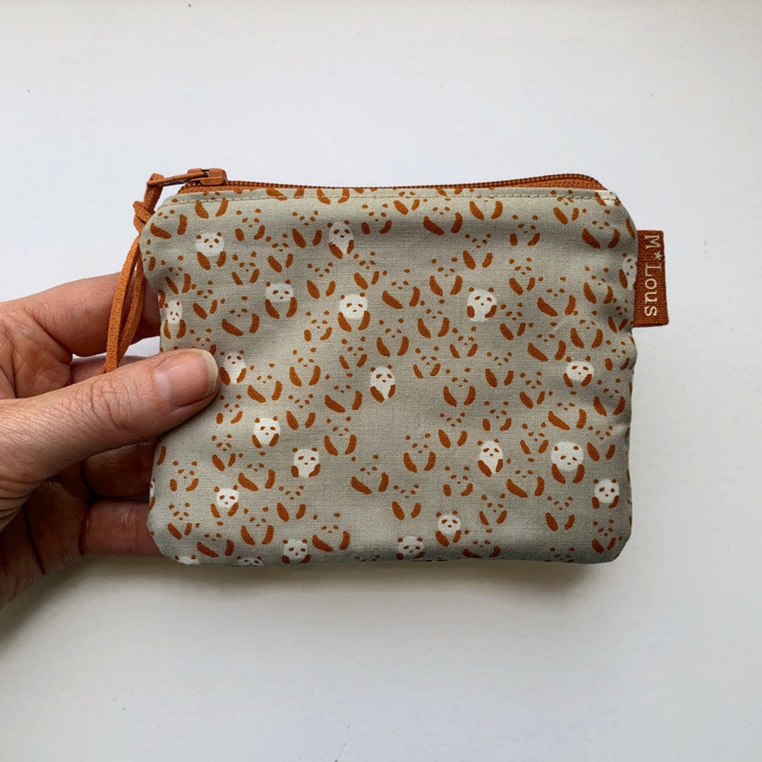 Small Cute Pand Zipper Bag Zipper Pouch Rust Colored Purse Small Makeup ...