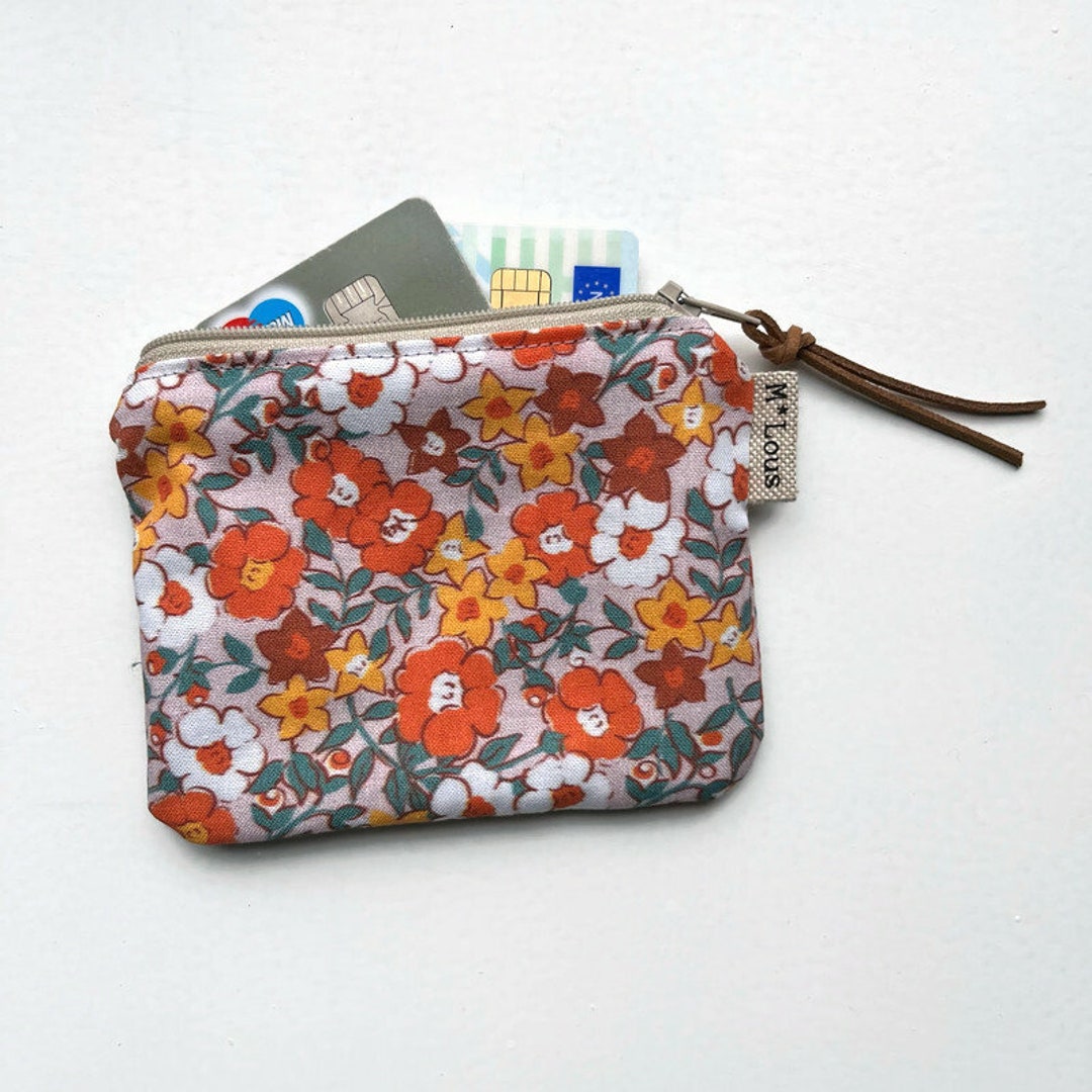 Tiny Light Brown Minimalist Wallet Little Zipper Pouch Retro With ...