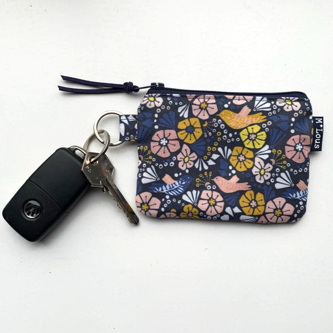 Small Blue Keychain Key Wallet Zipper Bag Zipper Pouch Key Purse Coin ...