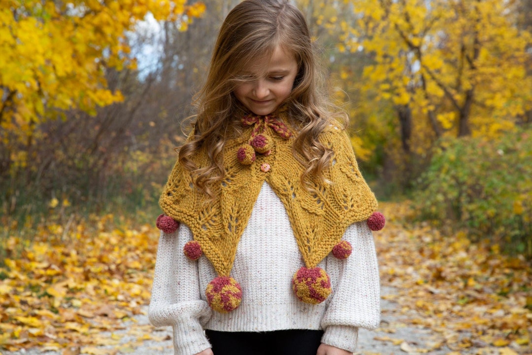 Knitting Pattern - Leaves Capelet (toddler - Child; XS-L; XL - 2XL ...