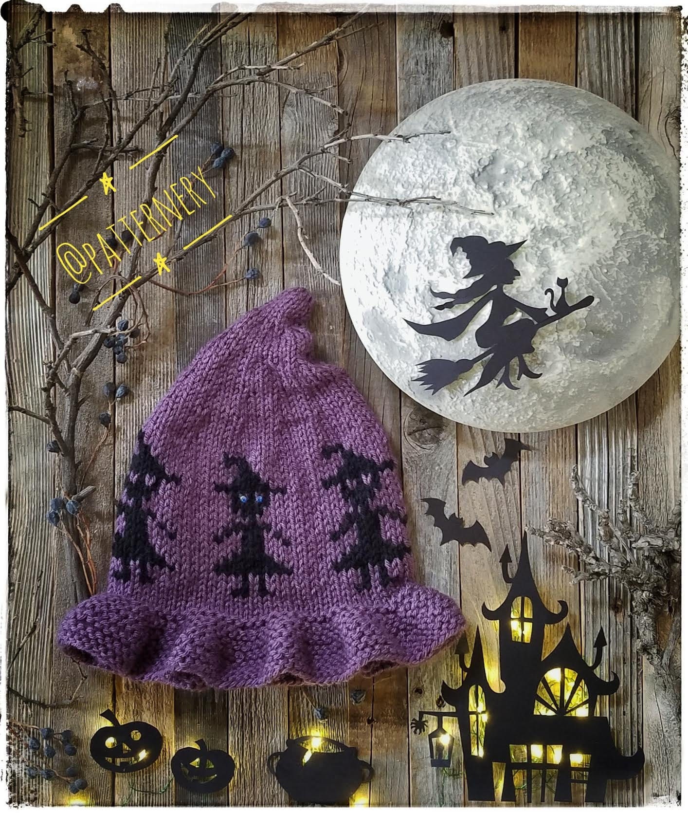 Knitting Pattern - Witch Hat Trick or Treat (baby, Toddler, Child, Teen ...
