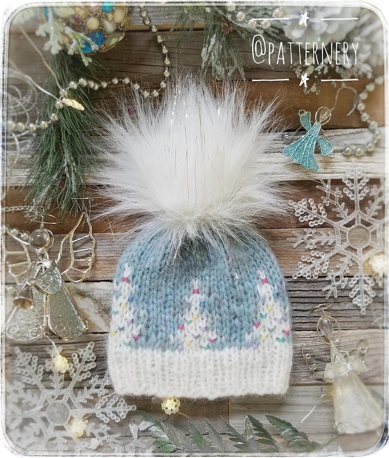 WORSTED Hat festive Trees Knitting Pattern PDF | Etsy