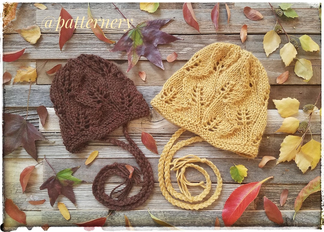 Knitting Pattern "fall Leaf" Lace Bonnet, NB - 4 Y.o. Size, Photoprop ...