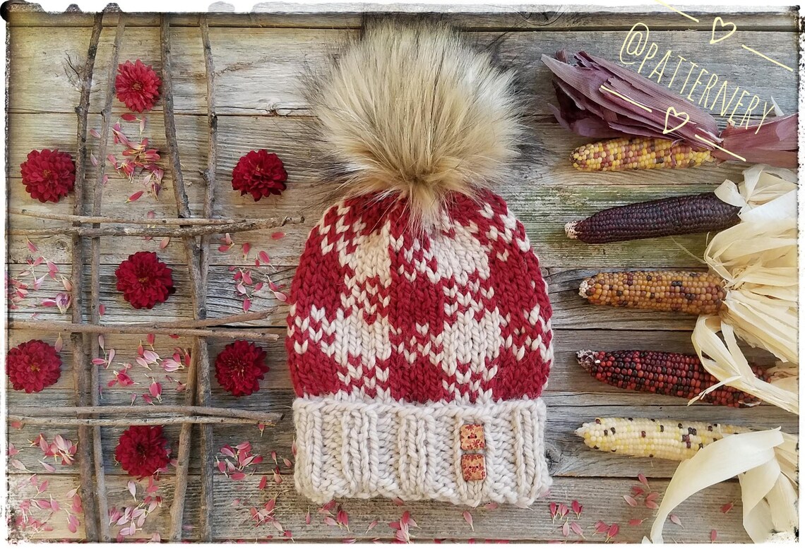 Super BULKY Plaid Hat indian Corn Knitting Pattern - Etsy