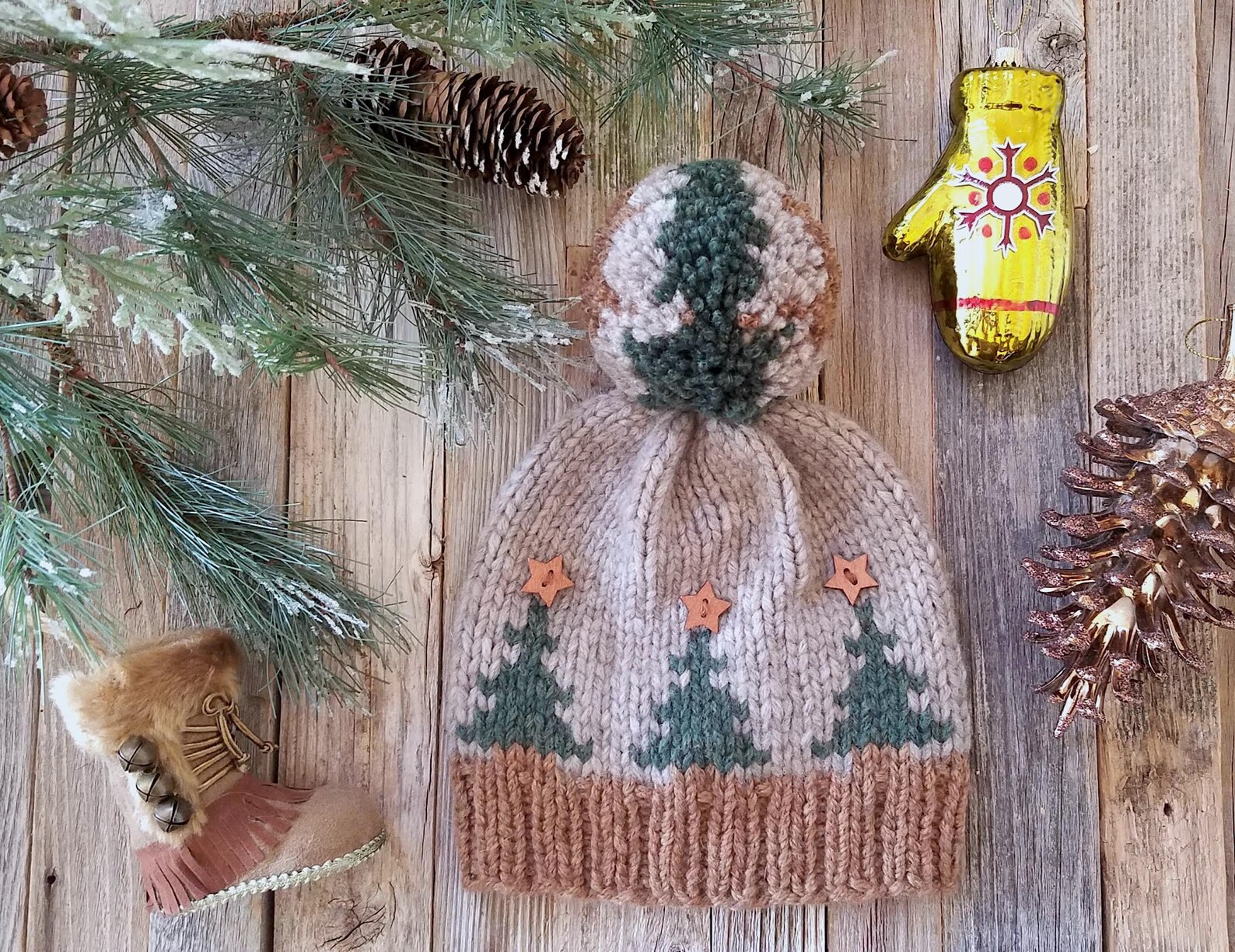 BULKY Christmas Trees Toque Knitting Pattern Fair Isle Knit | Etsy