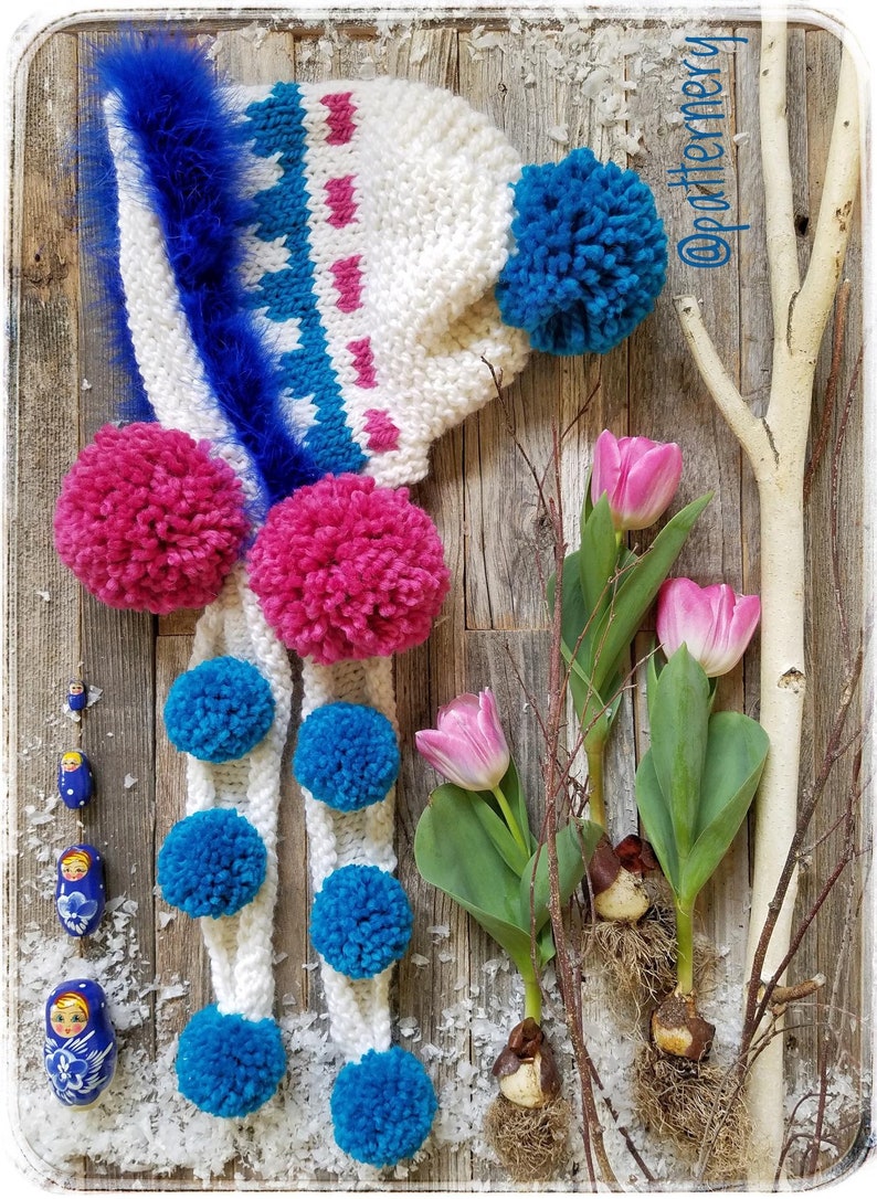 Knitting Pattern "highlights" Hooded Hat, Baby up to Adult Size, Super ...