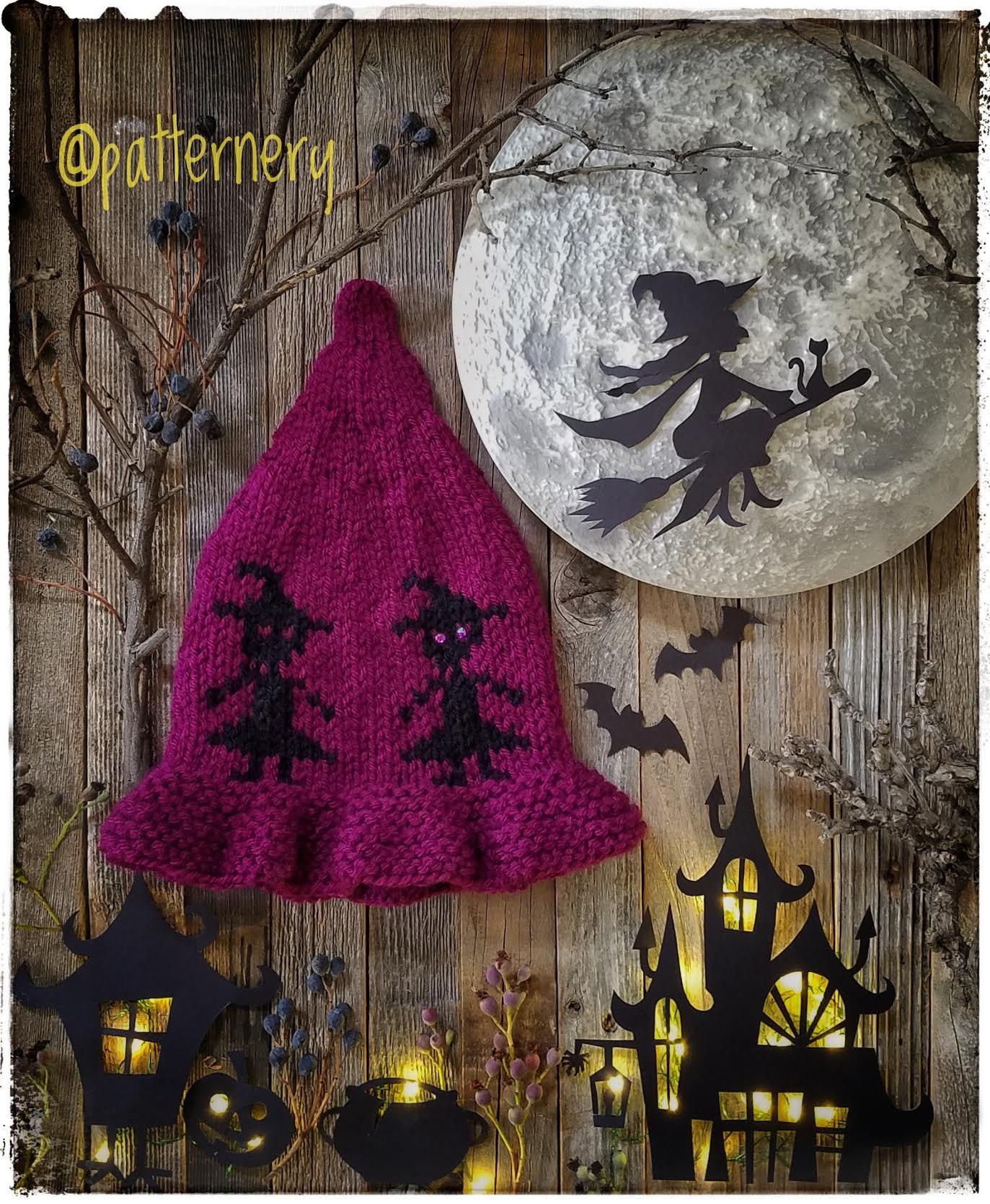 Knitting Pattern - Witch Hat Trick or Treat (baby, Toddler, Child, Teen ...