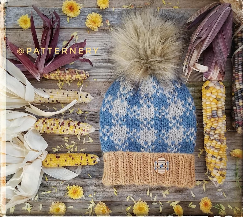 BULKY Plaid Hat Glass Corn Knitting Pattern Pdf. | Etsy