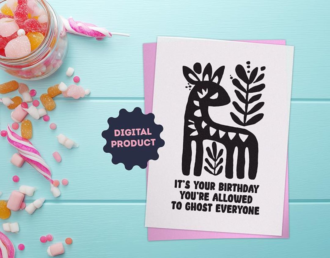 Printable Birthday Card • Abstract Simple Design • Black & White Art ...