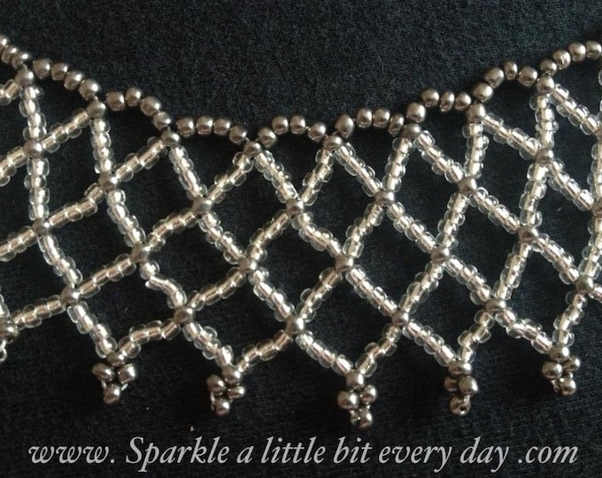 Zigzag Necklace Pattern 56. Beading Tutorial Pattern. Bead Lace Net ...