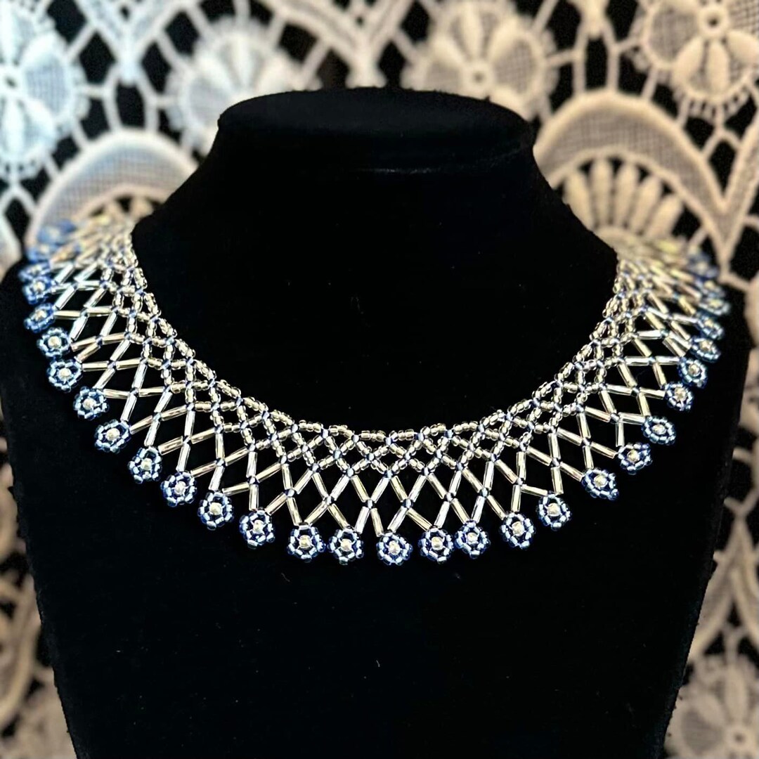 Daisy Net Necklace Pattern 57. Netting. Beadweaving. Lace Collar. Seed ...