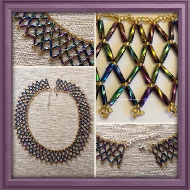 Bugle Netted Necklace Pattern 2. Beading Tutorial Pattern. Beadweaving ...