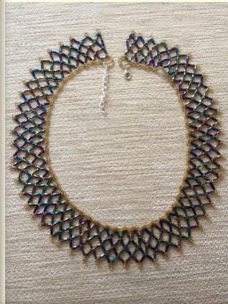 Bugle Netted Necklace Pattern 2. Beading Tutorial Pattern. - Etsy