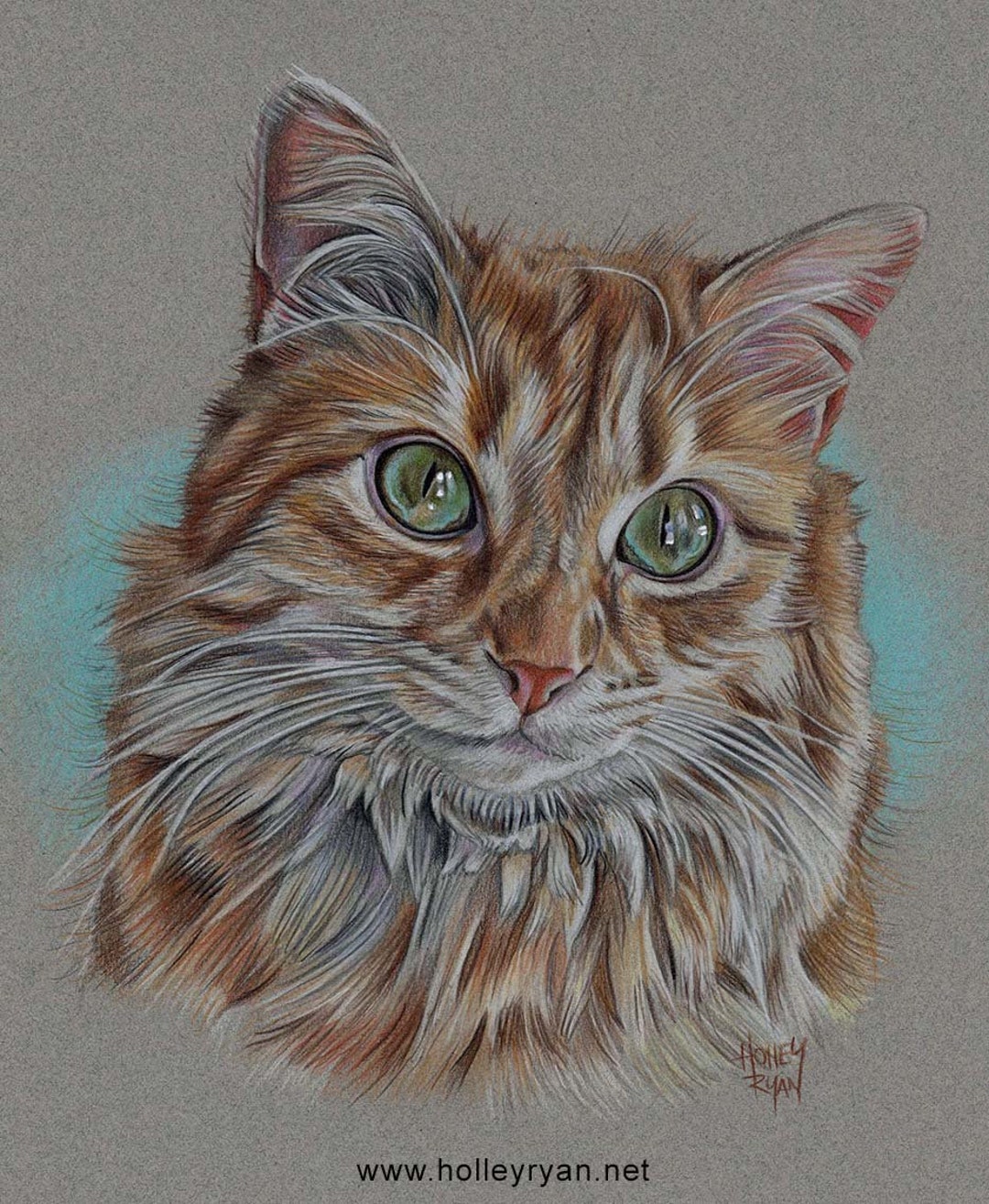 Ginger Cat Drawing, Original Artwork, Cat Art, Cat, Original Drawing ...