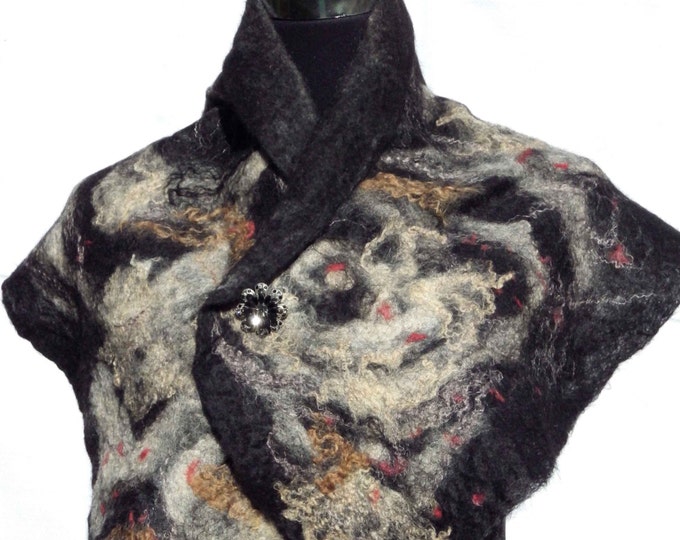 Nebula Felted Scarf Alpaca Tussah Silk Felt Collar Natural - Etsy Australia