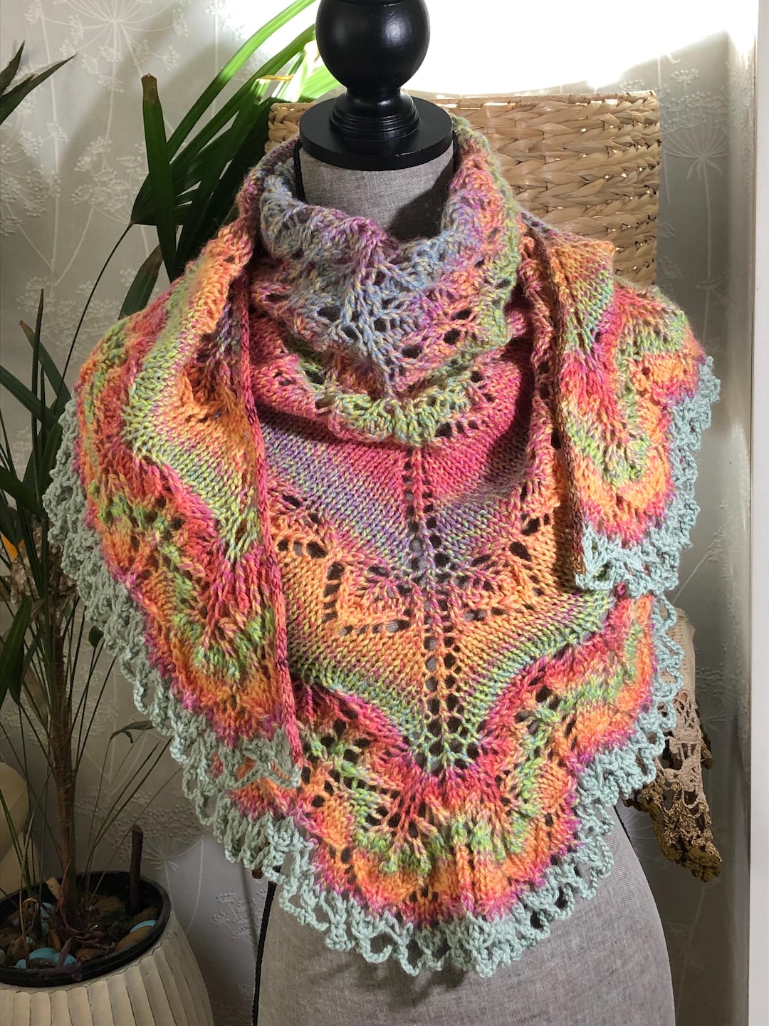 Pink Gradient Woolen Lace Shawl Women Style Unique Gift, Shawlette ...