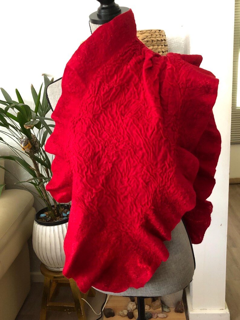 Nuno Felted Scarf, Handmade Wet Felting, Merino Viscose Chiffon ...