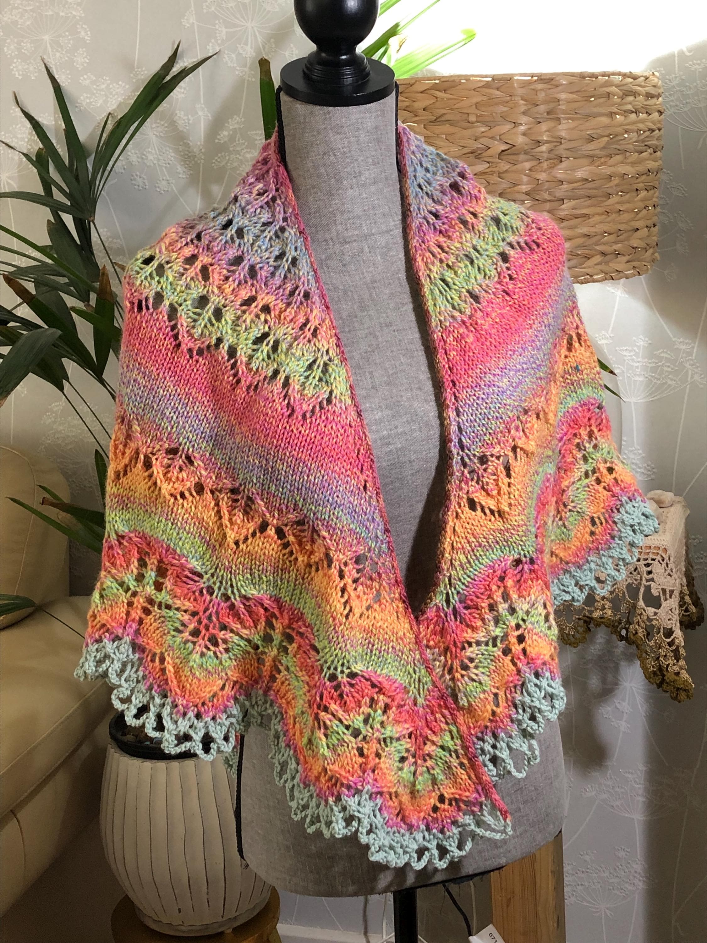 Pink Gradient Woolen Lace Shawl Women Style Unique Gift, Shawlette ...