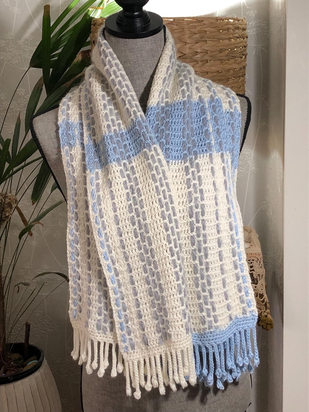 Crochet Tapestry Scarf Luxury Shawlette Handmade Christmas Gift ...