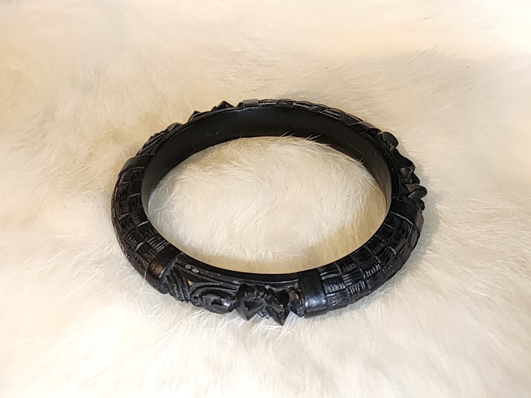 Black Bangle With Tribal Design Stylish and Cultural Bracelet, Tribal ...
